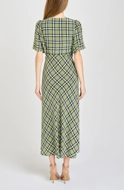 WAYF Jules Plaid Midi Dress - Olive Checker