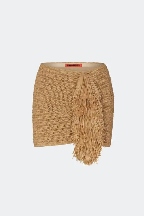 SIMONMILLER Pom Pom Crochet Mini Skirt - Natural