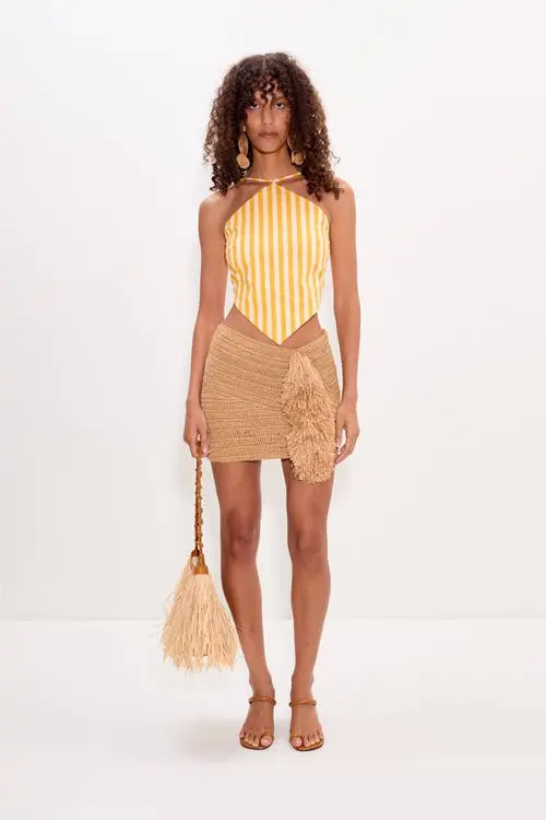 SIMONMILLER Pom Pom Crochet Mini Skirt