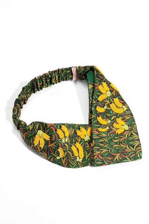 HAIR DRAMA CO Tropical Bloom Banana Knotted Headband - Green