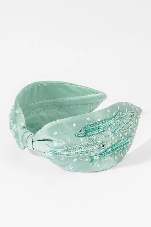 HAIR DRAMA CO Sardine Embroidered Knotted Headband