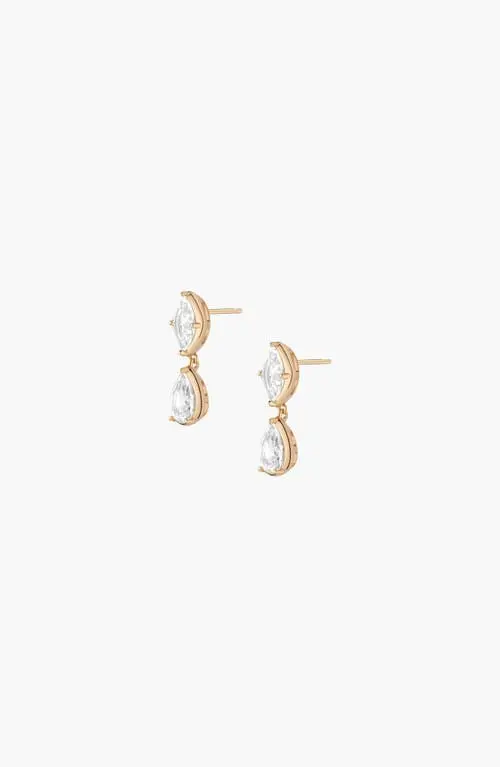AURATE Georgian Toi Et Moi Drop Earrings With Lab Grown White Sapphires