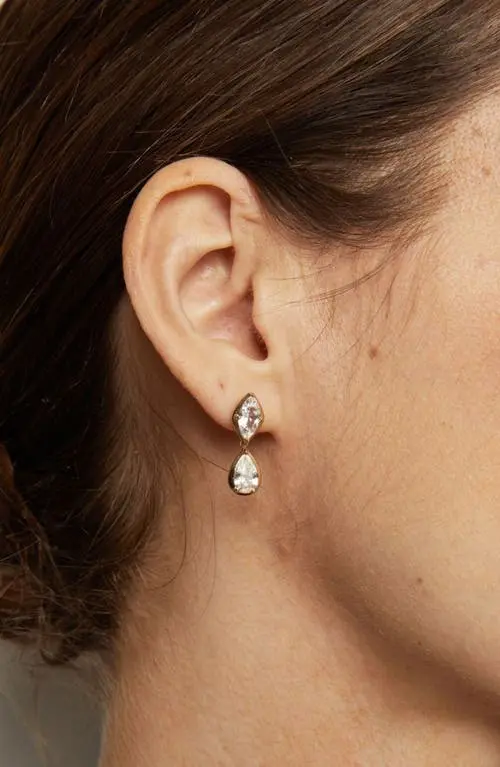 AURATE Georgian Toi Et Moi Drop Earrings With Lab Grown White Sapphires