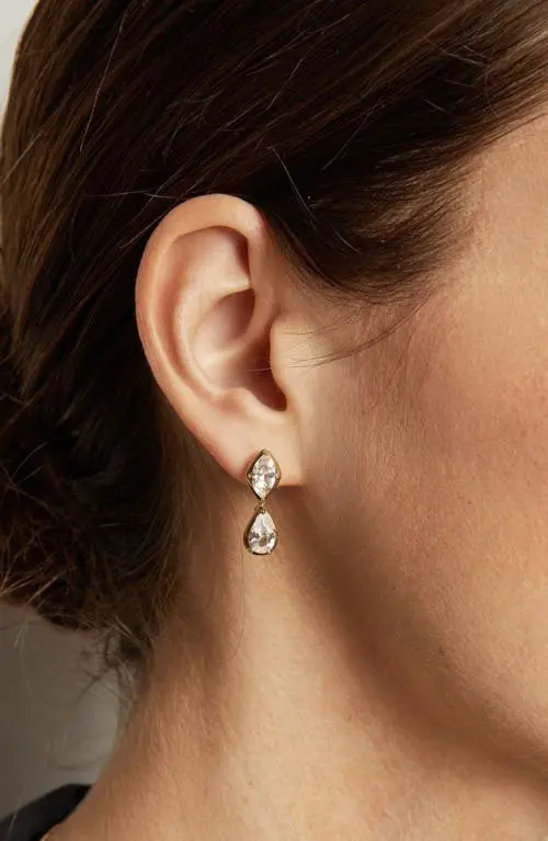 AURATE Georgian Toi Et Moi Drop Earrings With Lab Grown White Sapphires