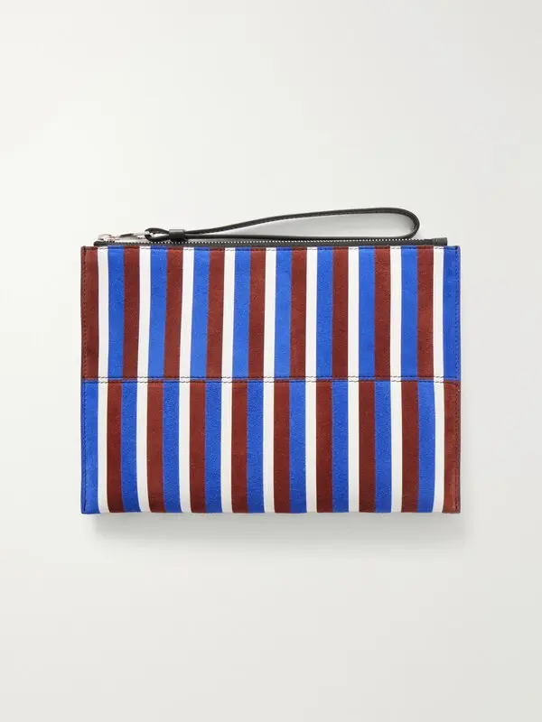 Proenza Schouler Leather Intarsia Leather-trimmed Suede Pouch - Multi