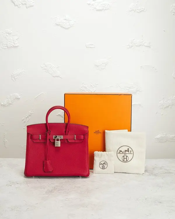 FWRD RENEW Hermes Togo Birkin 25 Handbag - Rouge
