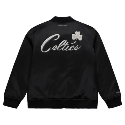 Mitchell & Ness Boston Celtics Chrome Satin Bomber Full-zip Jacket