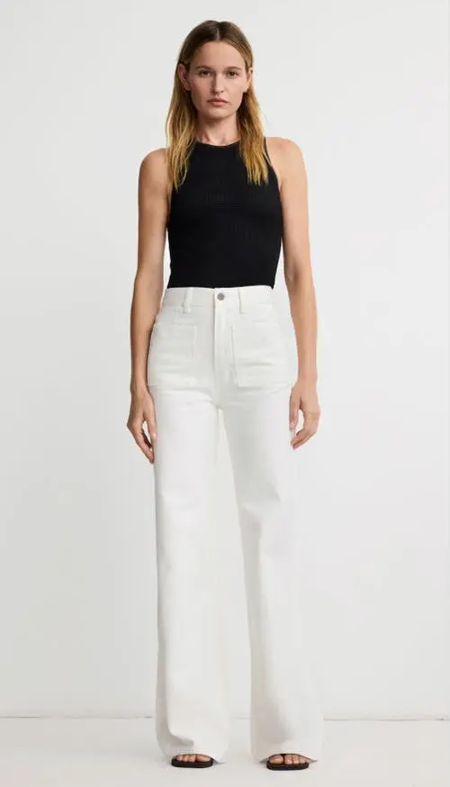 Smythe Dove High Rise Wide Leg Jean - White