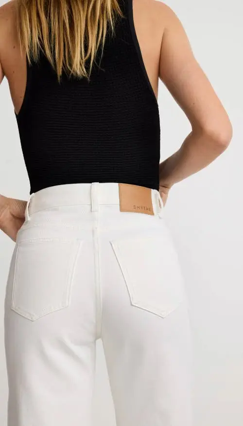 Smythe High Rise Wide Leg Jean - White