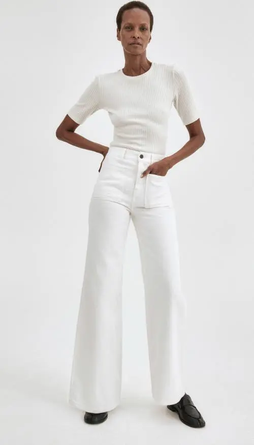 Smythe High Rise Wide Leg Jean - White