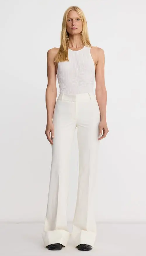 Smythe Wide Leg Cuffed Trouser - Chalk