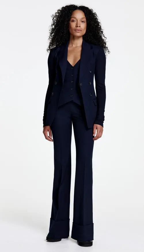 Smythe Wide Leg Cuffed Trouser - Deep Navy