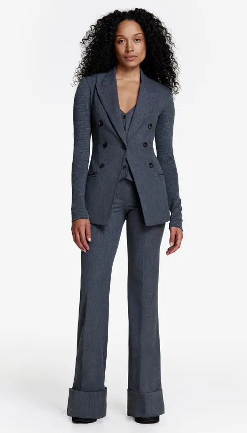 Smythe Double Breasted Blazer With Jersey Sleeves - Charcoal Grey