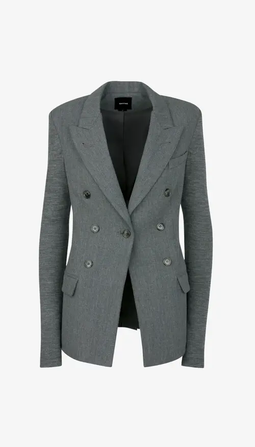 Smythe Double Breasted Blazer With Jersey Sleeves - Charcoal Grey