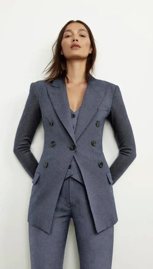 Smythe Double Breasted Blazer With Jersey Sleeves - Charcoal Grey