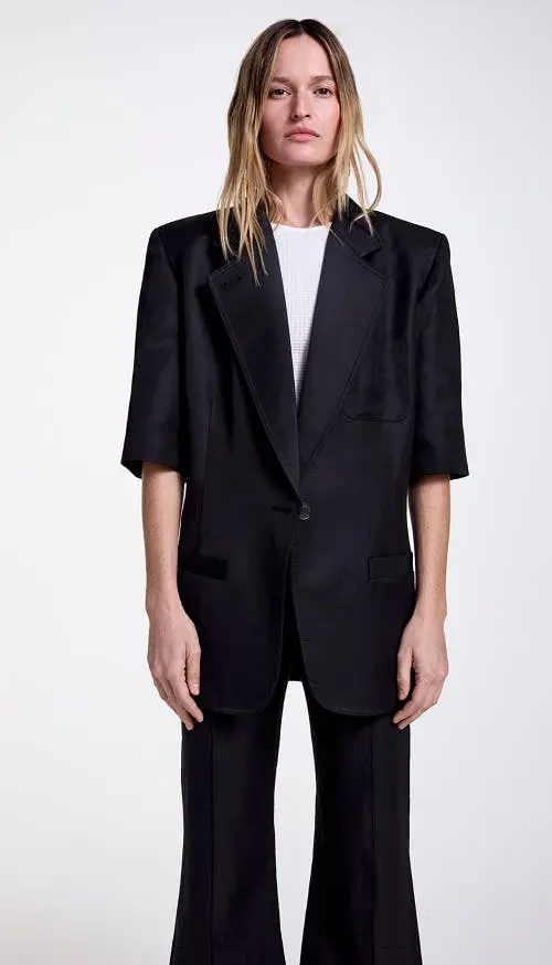 Smythe Short Sleeve Oversized Blazer - Black