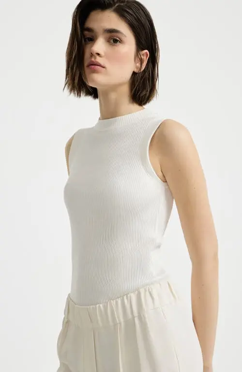 Brunello Cucinelli Ribbed Jersey Top With Monili Decoration - Ivory