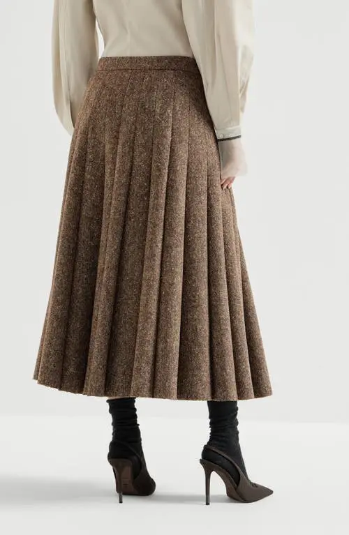 Brunello Cucinelli Virgin Wool Donegal Pleated Skirt