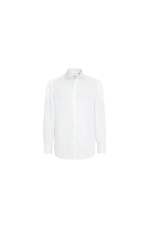 Brunello Cucinelli Twill Shirt With Spread Collar - White