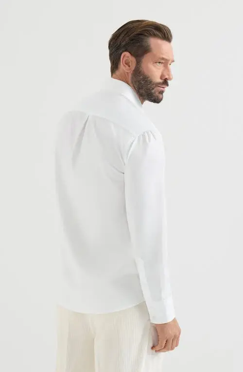Brunello Cucinelli Twill Shirt With Spread Collar - White