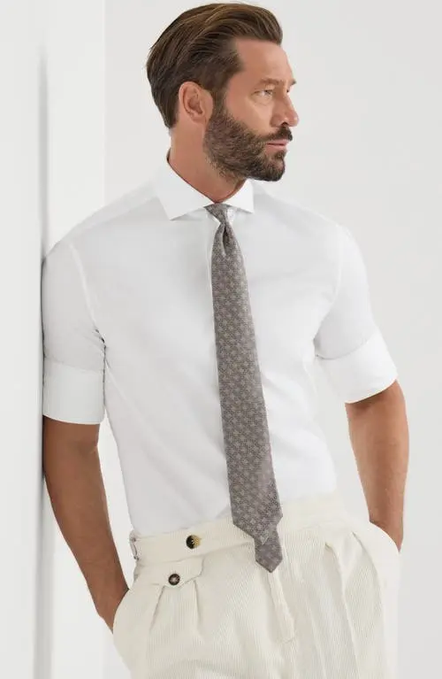 Brunello Cucinelli Twill Shirt With Spread Collar - White