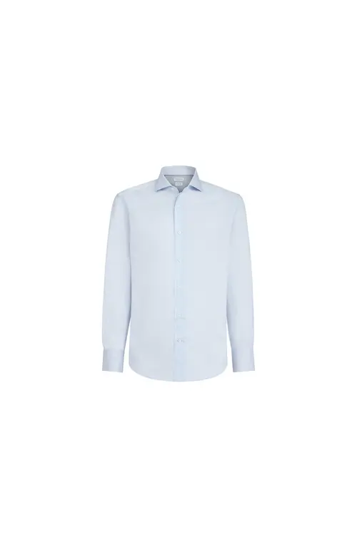 Brunello Cucinelli Twill Shirt With Spread Collar - Azure