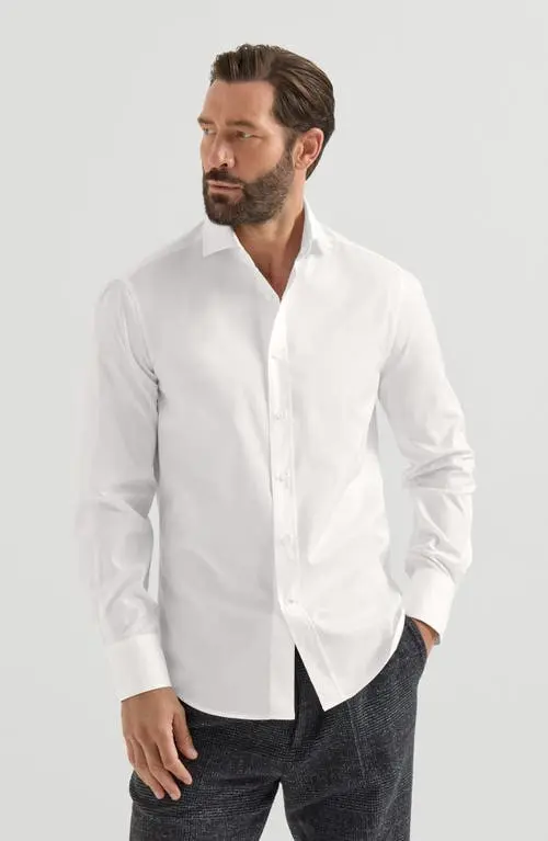 Brunello Cucinelli Twill Shirt With Spread Collar - White