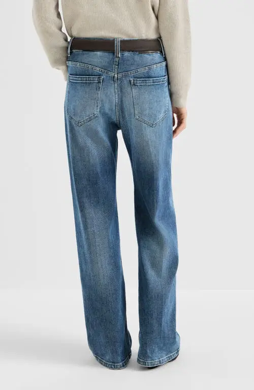 Brunello Cucinelli Loose Fit Cotton Trousers With Monili Detail