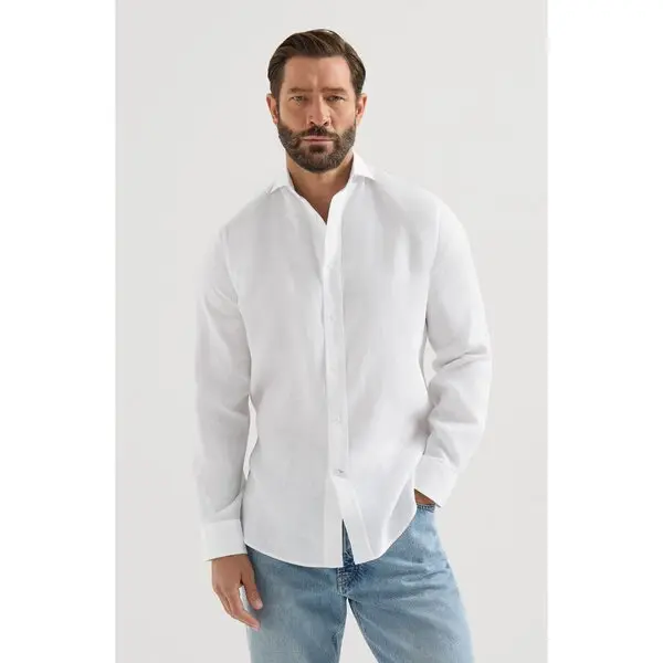 Brunello Cucinelli Linen Shirt With Spread Collar