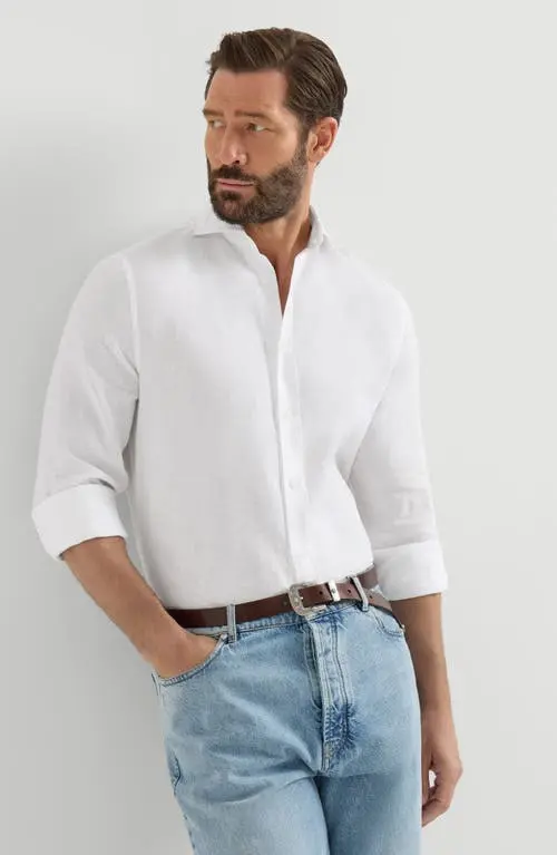 Brunello Cucinelli Linen Shirt With Spread Collar