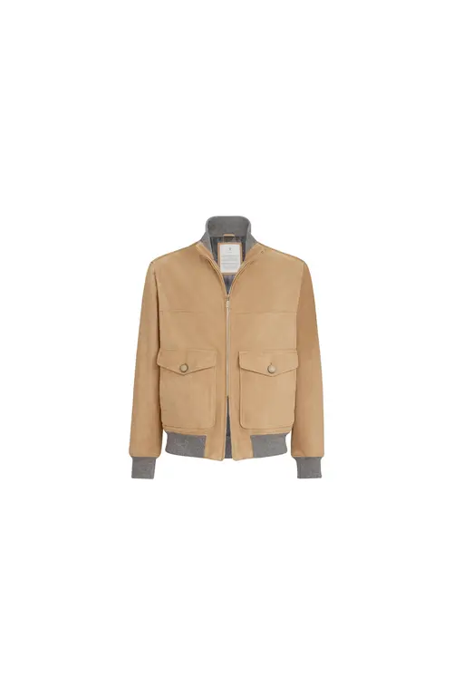Brunello Cucinelli Suede Bomber Jacket With Thermore® Padding