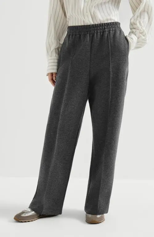 Brunello Cucinelli Techno Cotton And Cashmere Interlock Track Trousers - Anthracite