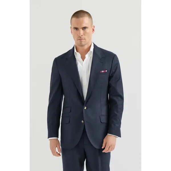 Brunello Cucinelli Virgin Wool Flannel Deconstructed Cavallo Blazer