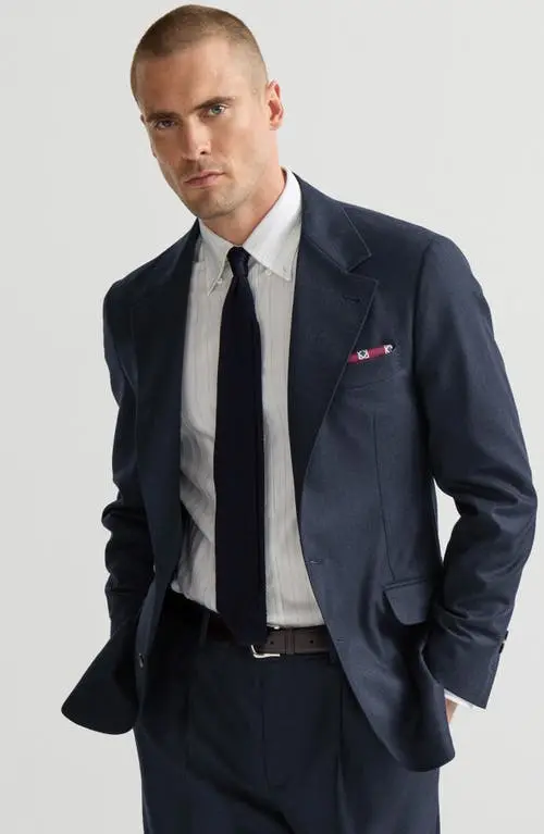 Brunello Cucinelli Virgin Wool Flannel Deconstructed Cavallo Blazer