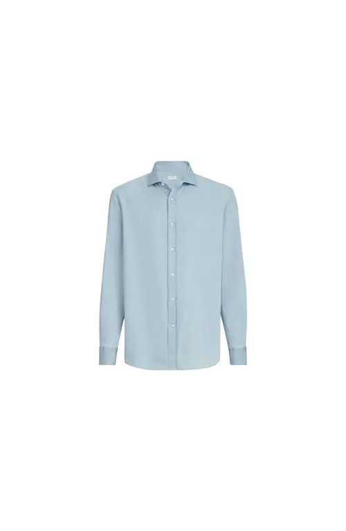 Brunello Cucinelli Lightweight Denim Shirt With Spread Collar - Light Denim