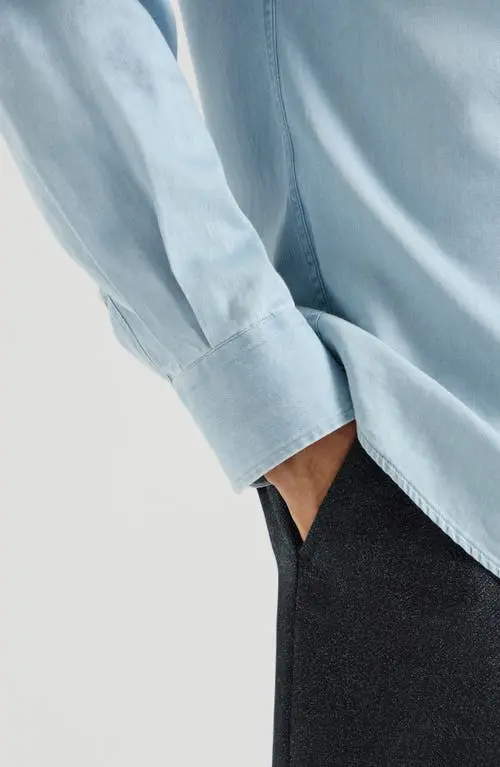 Brunello Cucinelli Lightweight Denim Shirt With Spread Collar - Light Denim