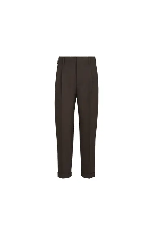 Brunello Cucinelli Virgin Wool Diagonal Trousers With Double Pleats