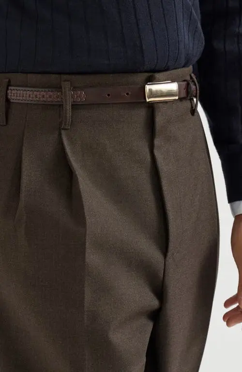 Brunello Cucinelli Virgin Wool Diagonal Trousers With Double Pleats
