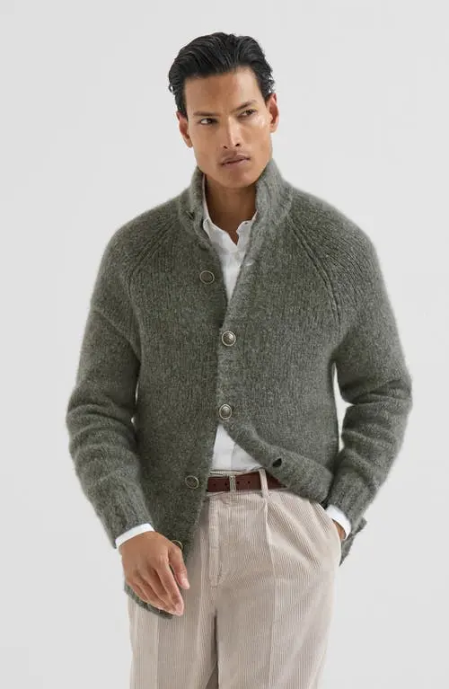 Brunello Cucinelli Cashmere And Silk Cardigan - Military