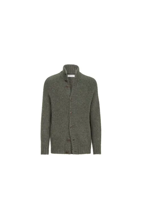 Brunello Cucinelli Cashmere And Silk High Collar Cardigan