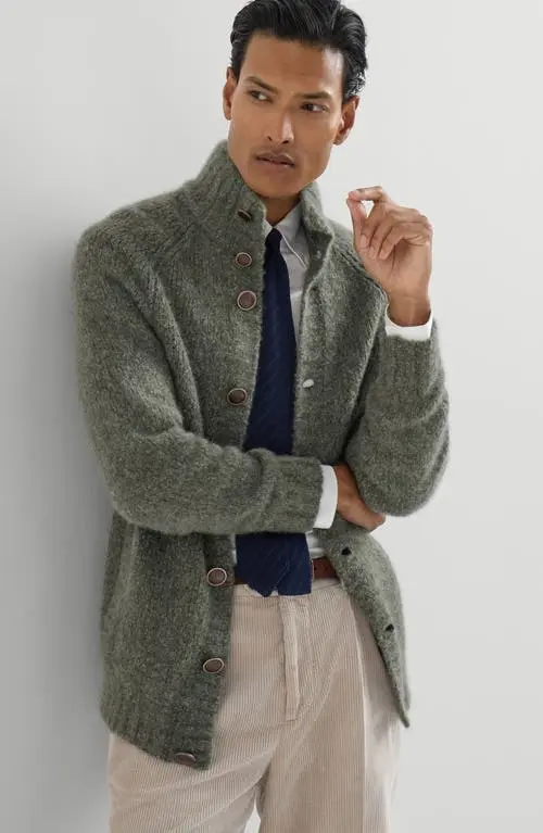 Brunello Cucinelli Cashmere And Silk High Collar Cardigan