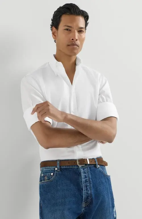 Brunello Cucinelli Twill Shirt With Button-down Collar