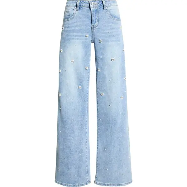 FADE OUT LOUD Frida Stretch Wide Leg Jeans - Light Wash