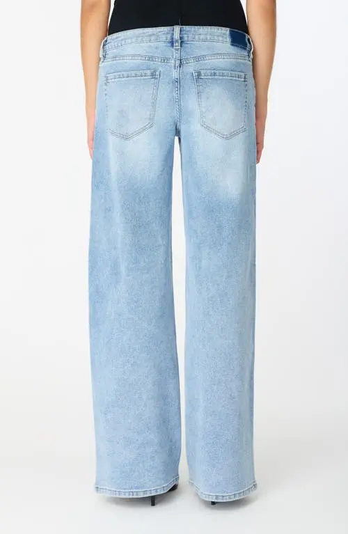 FADE OUT LOUD Stretch Wide Leg Jeans With Embellished Blooms