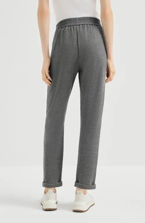 Brunello Cucinelli Cotton And Silk Blend Trousers With Shiny Pocket Detail