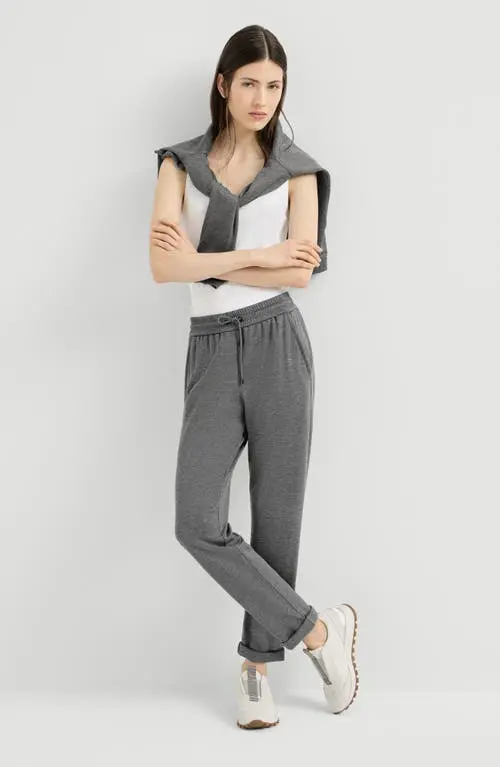 Brunello Cucinelli Cotton And Silk Blend Trousers With Shiny Pocket Detail