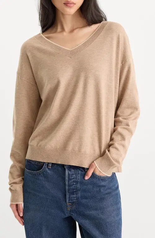Good American The Cozy V-neck Sweater - Dune Mist
