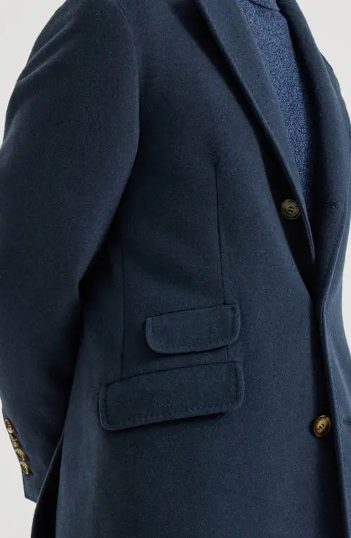 Brunello Cucinelli Lightweight Water-resistant Cashmere Coat With Double Vents - Avio Blue