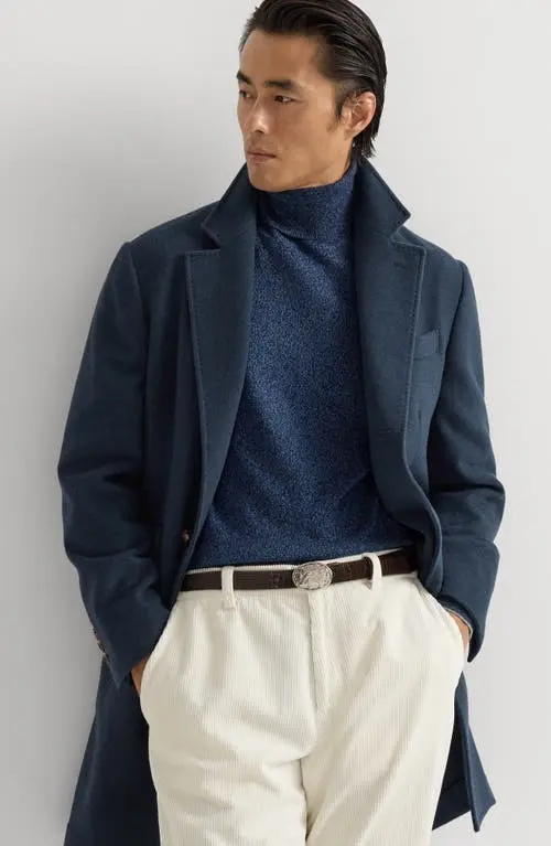 Brunello Cucinelli Lightweight Water-resistant Cashmere Coat With Double Vents - Avio Blue
