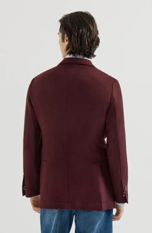 Brunello Cucinelli Cashmere Panama Deconstructed Blazer With Patch Pockets And Metal Buttons